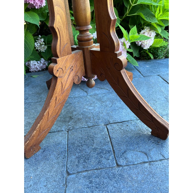 Antique 1860 Eastlake Oak Wood Parlor Carved Hand Turned Pedestal Table ...