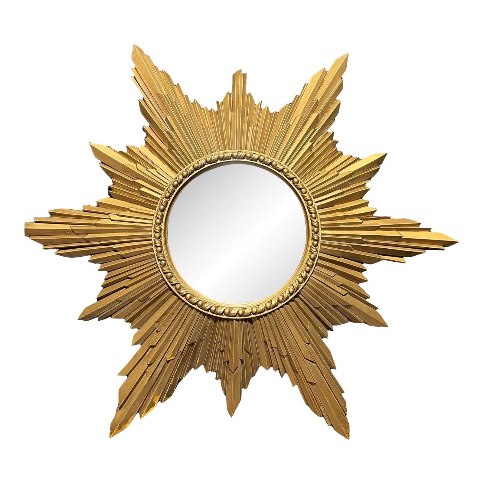 1960s Syroco Wood Sunburst Convex Wall Mirror | Chairish