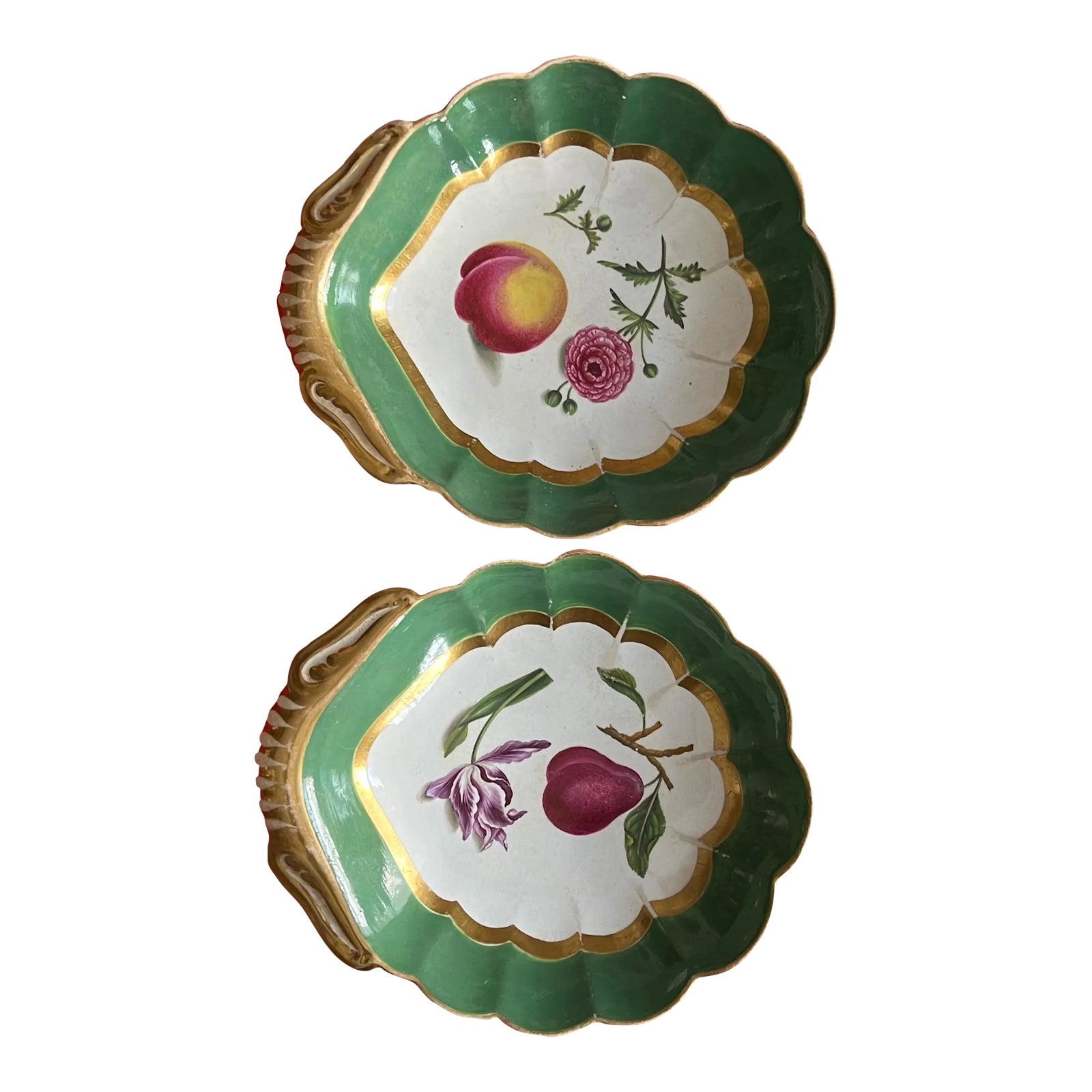 Antique Early 19th Century Coalport Porcelain Botanical Shell Shaped ...