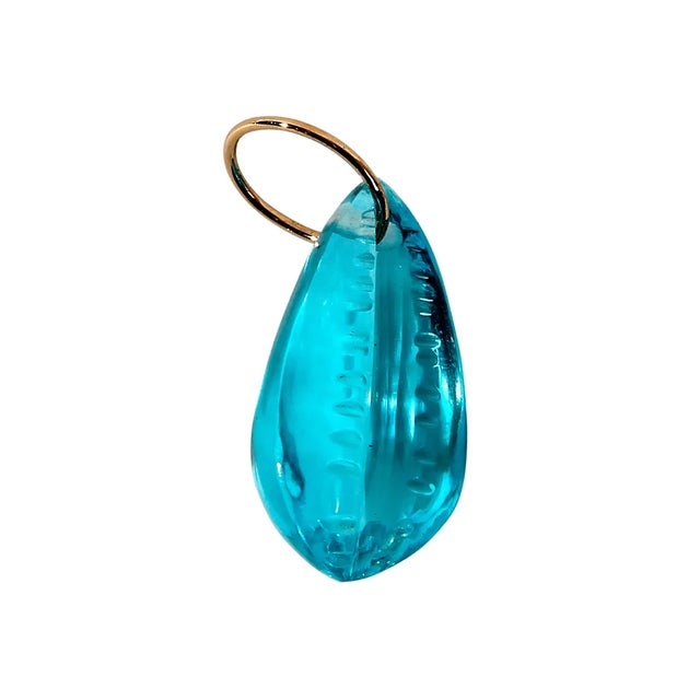 Cowrie Shell Pendant London Blue Quartz | Chairish