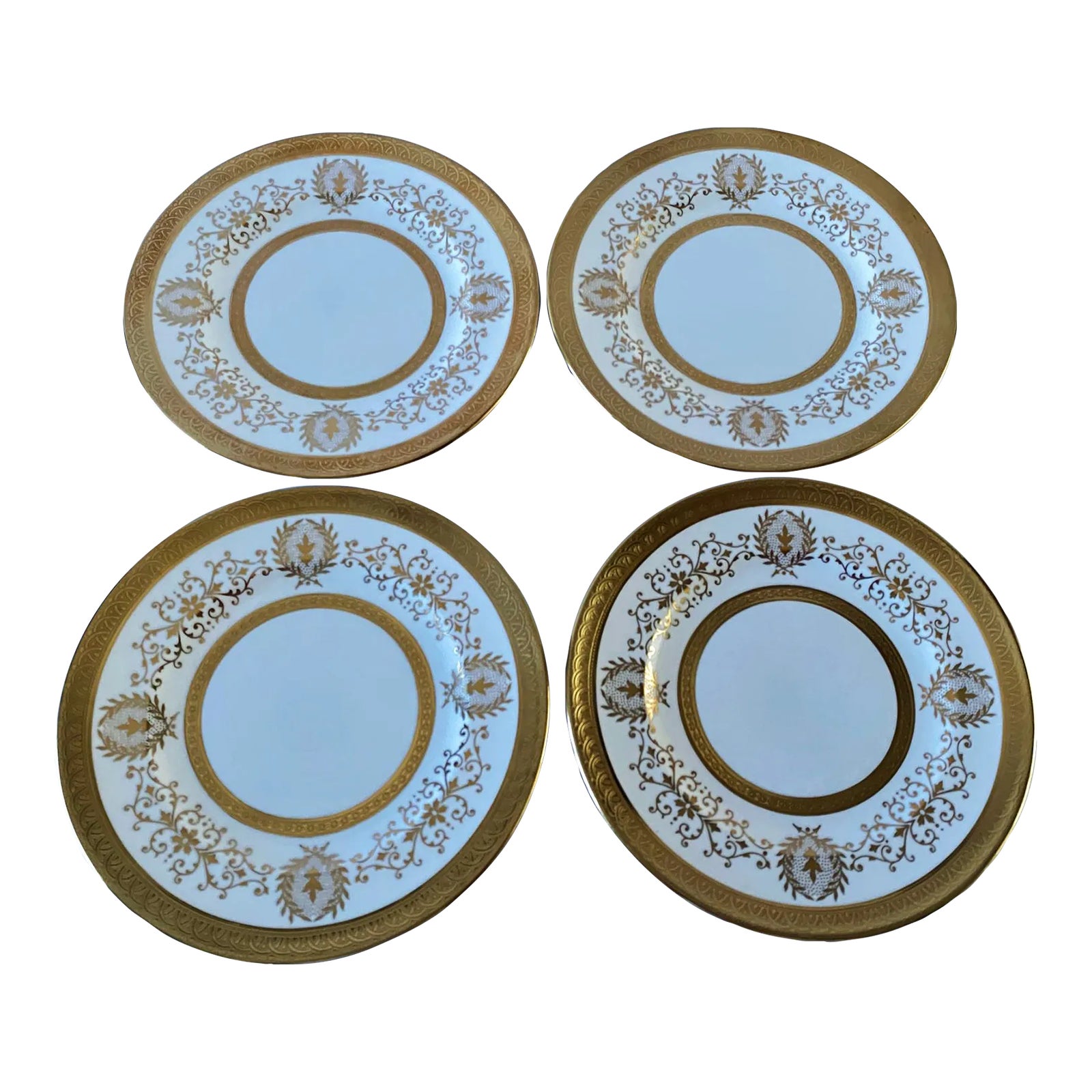 1950's Coalport Lady Anne Gold Encrusted Band Bone China Bread Plates ...