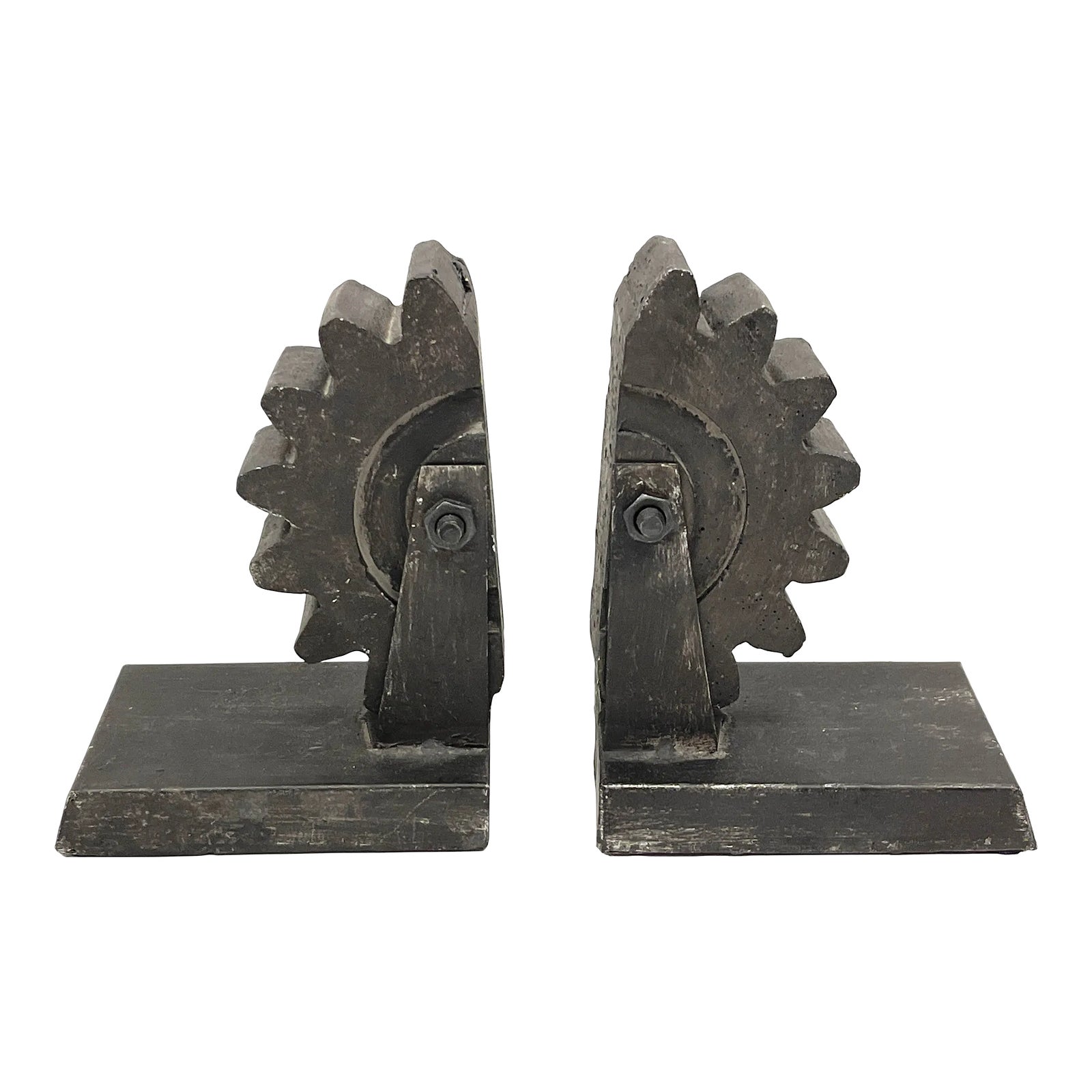 Industrial Modern Iron Bookends - Set of 2 | Chairish