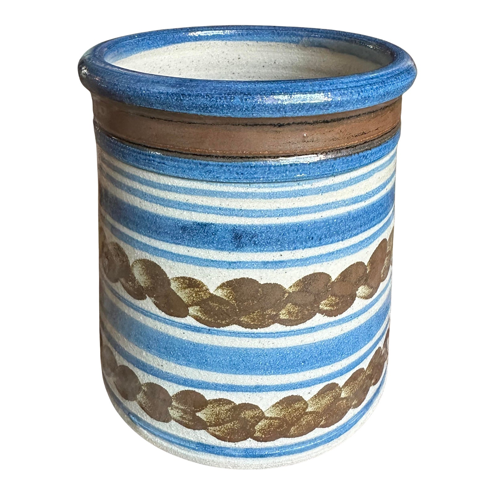 1998 Studio Pottery Vase Mocha Ware Style Utensil Vessel Signed and ...
