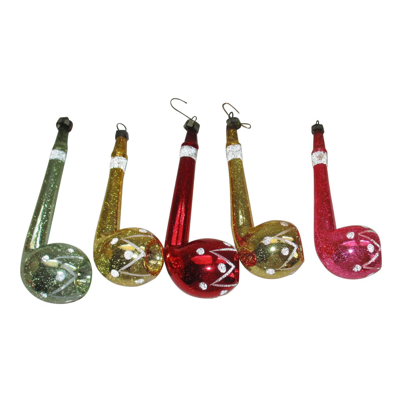 Vintage German Blown Glass Large Christmas Pipe Ornaments- Set of 5 ...