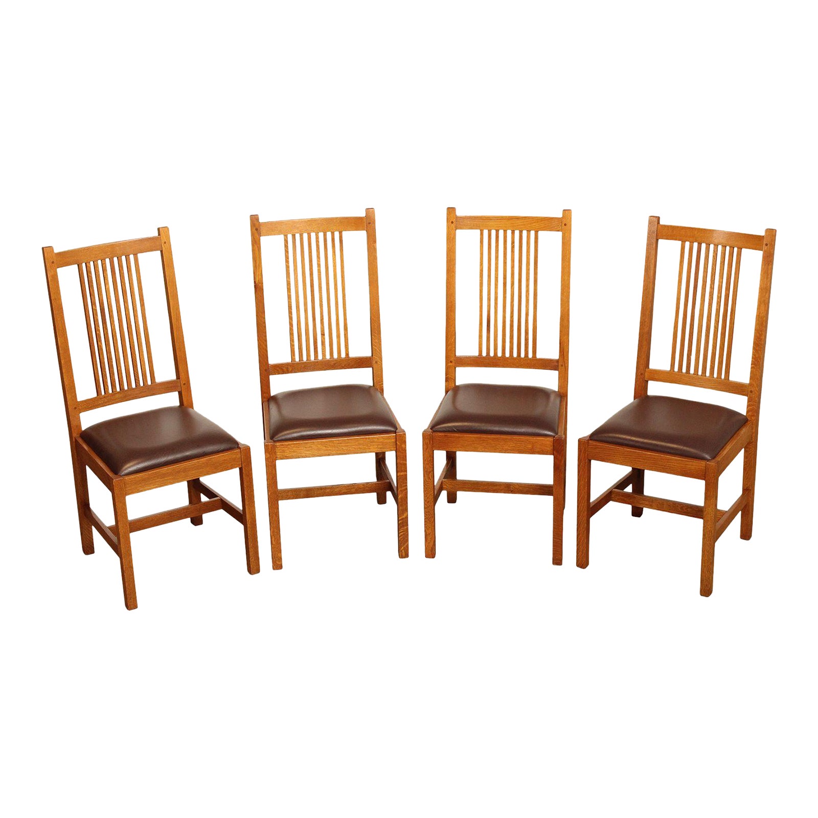 Stickley Mission Collection Set Of Four Spindle Dining Chairs | Chairish