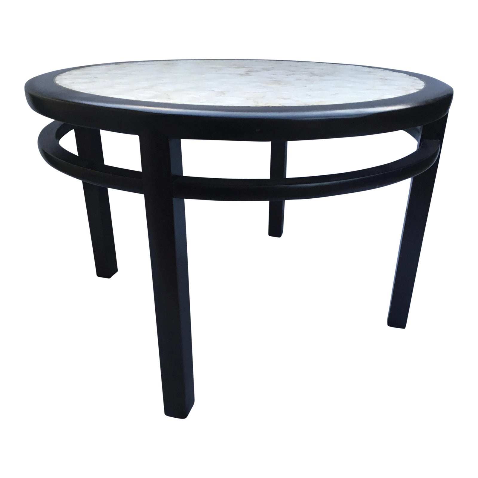 Danish Modern Capiz Shell Top Round Table | Chairish