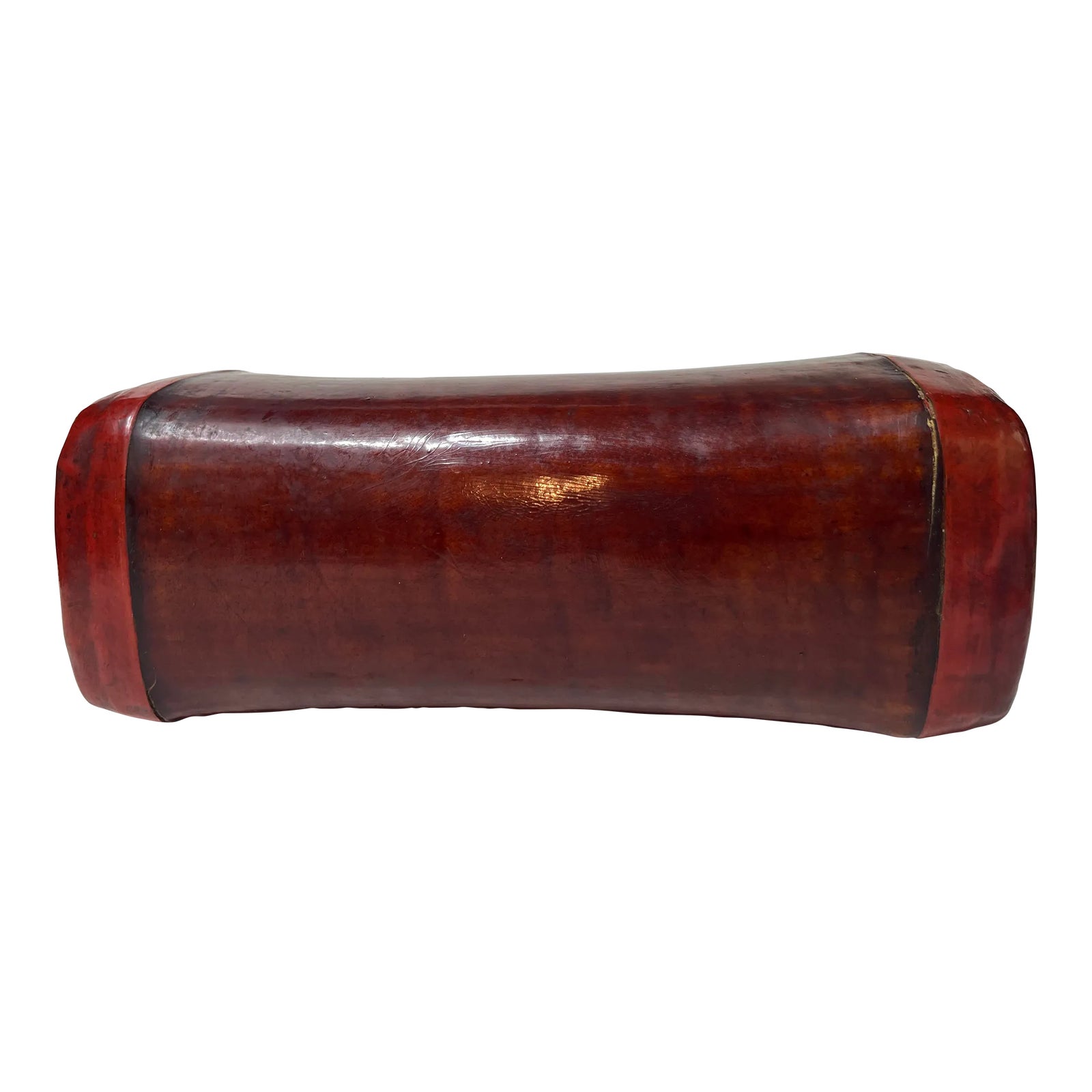 19th Century Chinese Lacquered Leather Opium Pillow | Chairish