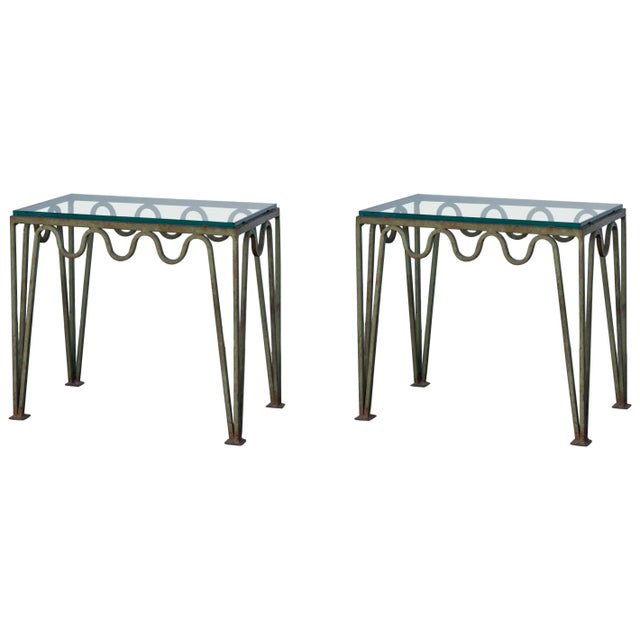 Méandre' Verdigris and Glass Side Tables by Design Frères - a Pair ...