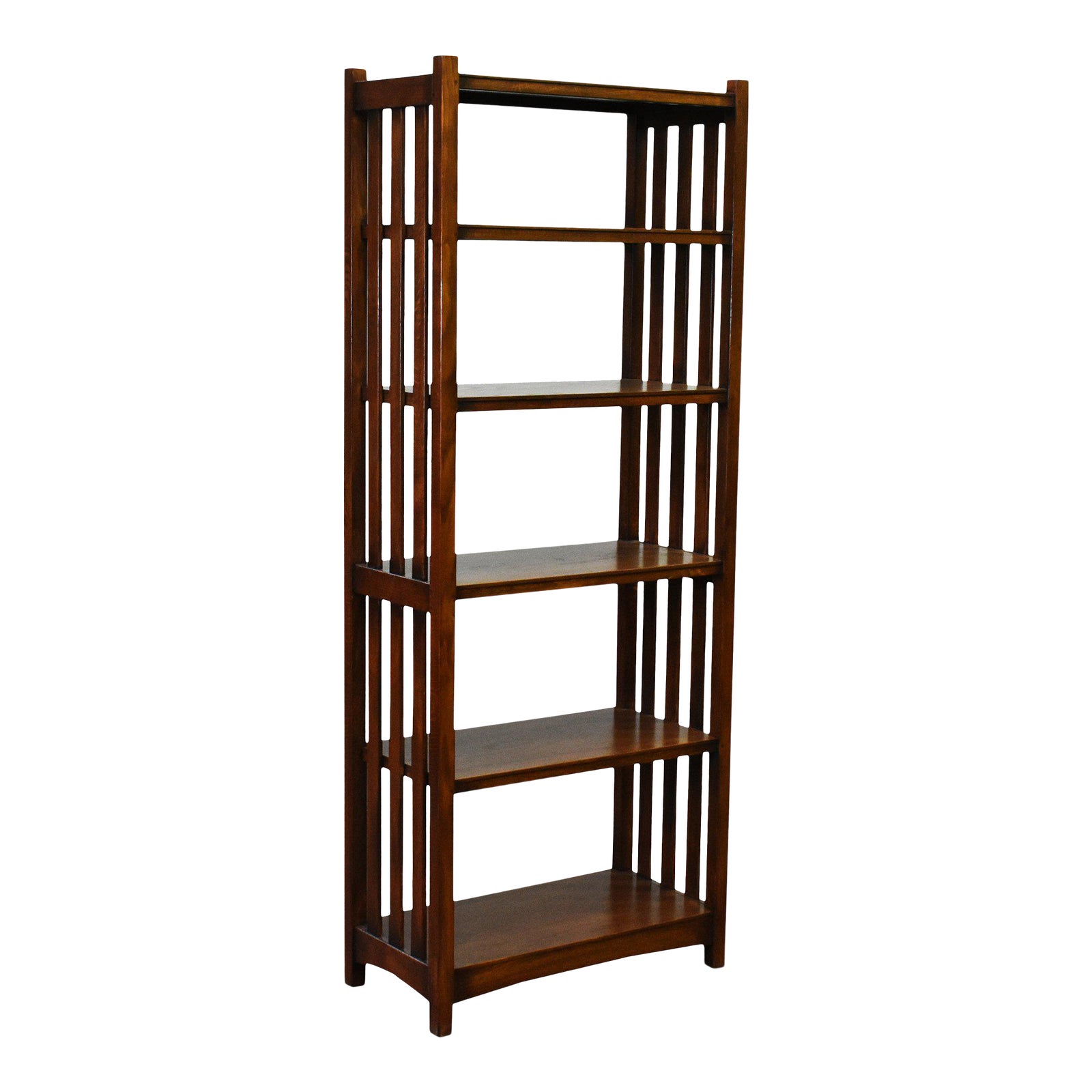 Crafters and Weavers Mission Spindle Side 4 Shelf Bookcase Walnut (W1 ...