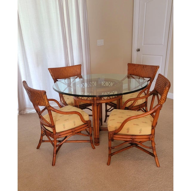 Ficks Reed Bamboo Rattan Five Piece Dining Set of 5 | Chairish