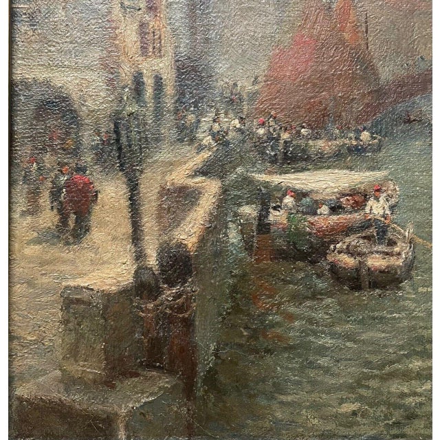 Antique Nicholas Briganti Venice Canal Italy Architecture Luminous Oil ...