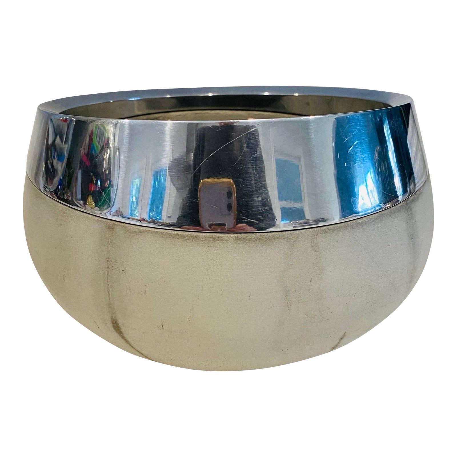 Nambe Concrete Silver Bowl Designer Steve Cozzolino | Chairish