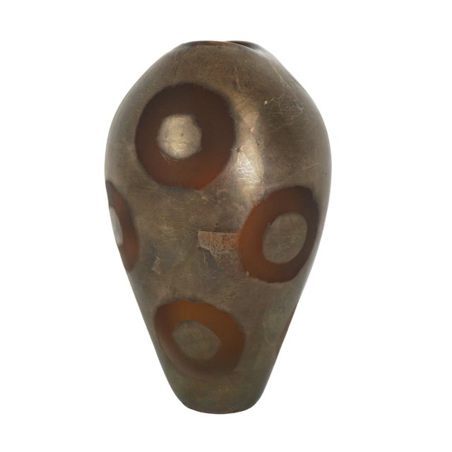 Amber Studio Art Glass Vase With Patinated Surface and Circles by Aaron ...