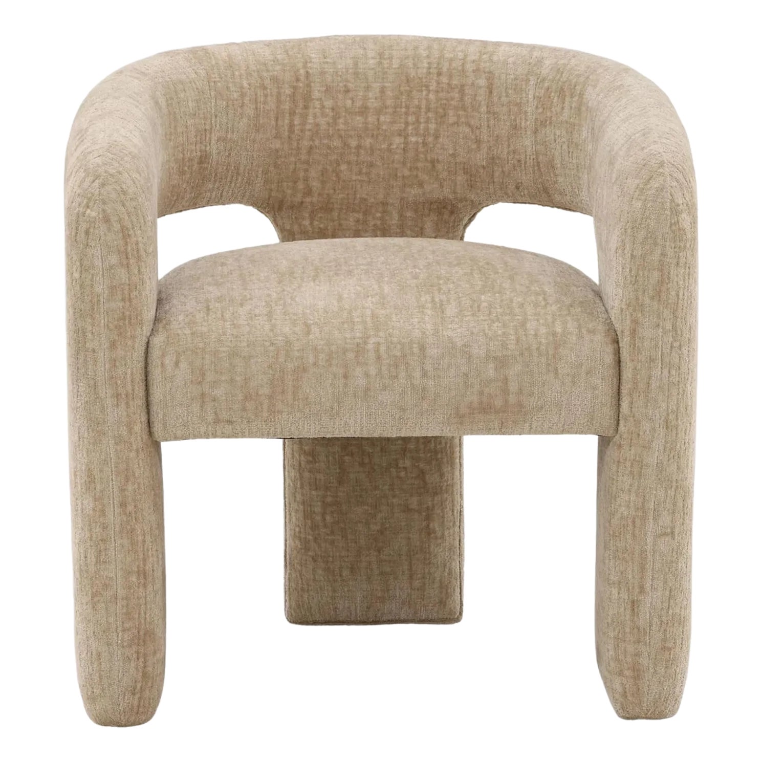 Modern U Beige Chenille Chair | Chairish