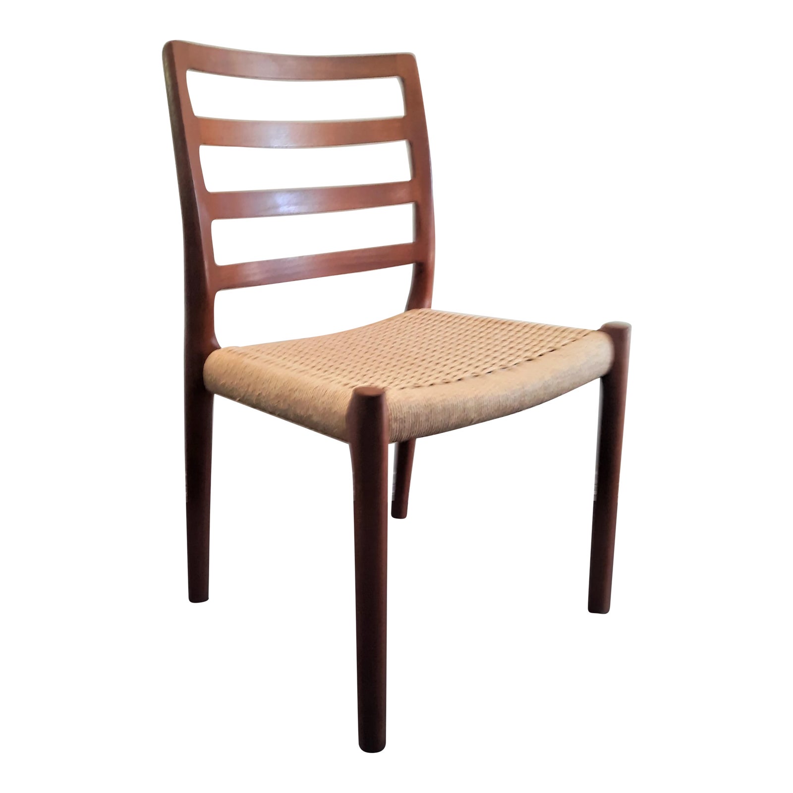 Vintage Nils Otto Møller Model 85 Dining Chair in Teak With Rope Seat ...