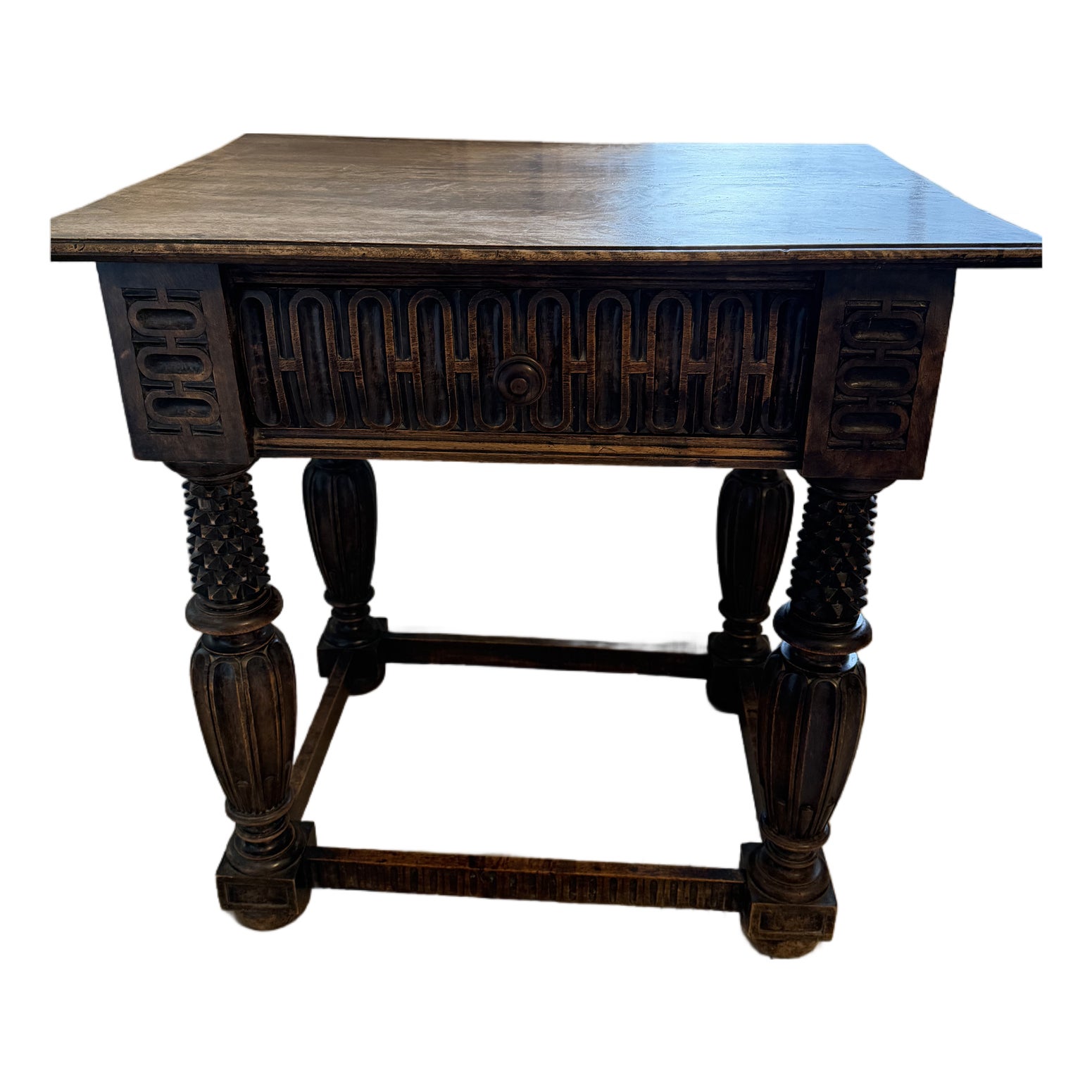19th Century English Jacobean Revival Carved Oak Console / Writing ...