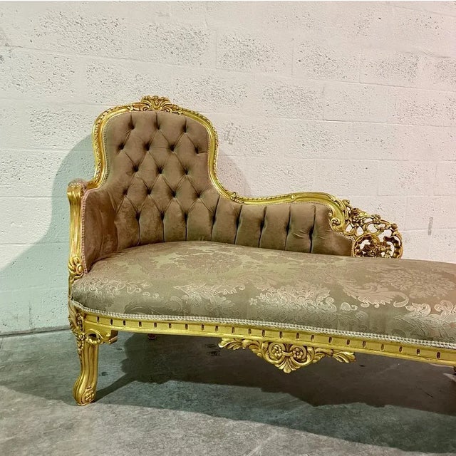 French Rococo Style Gold Chaise Lounge | Chairish