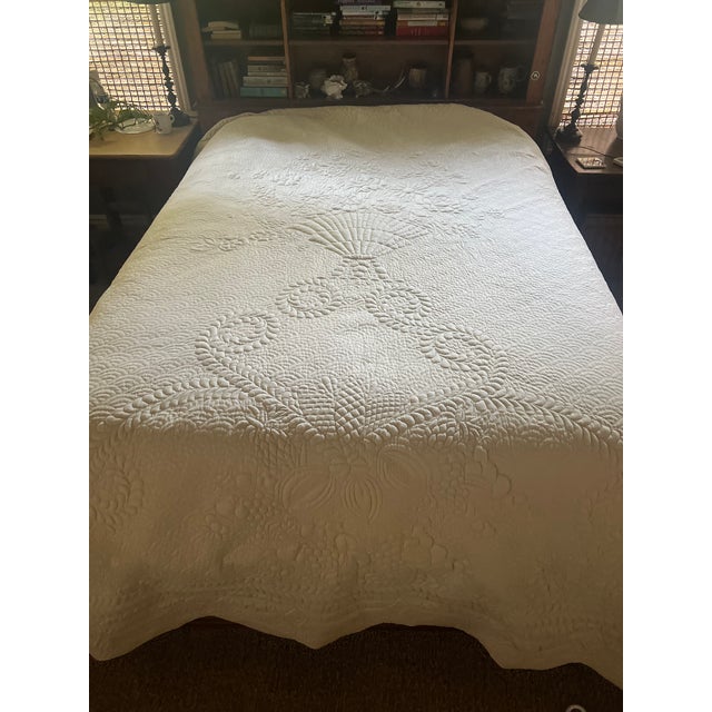 1980s Handmade Hand-Quilted Solid Ivory Quilt With Rod Pocket for Wall ...