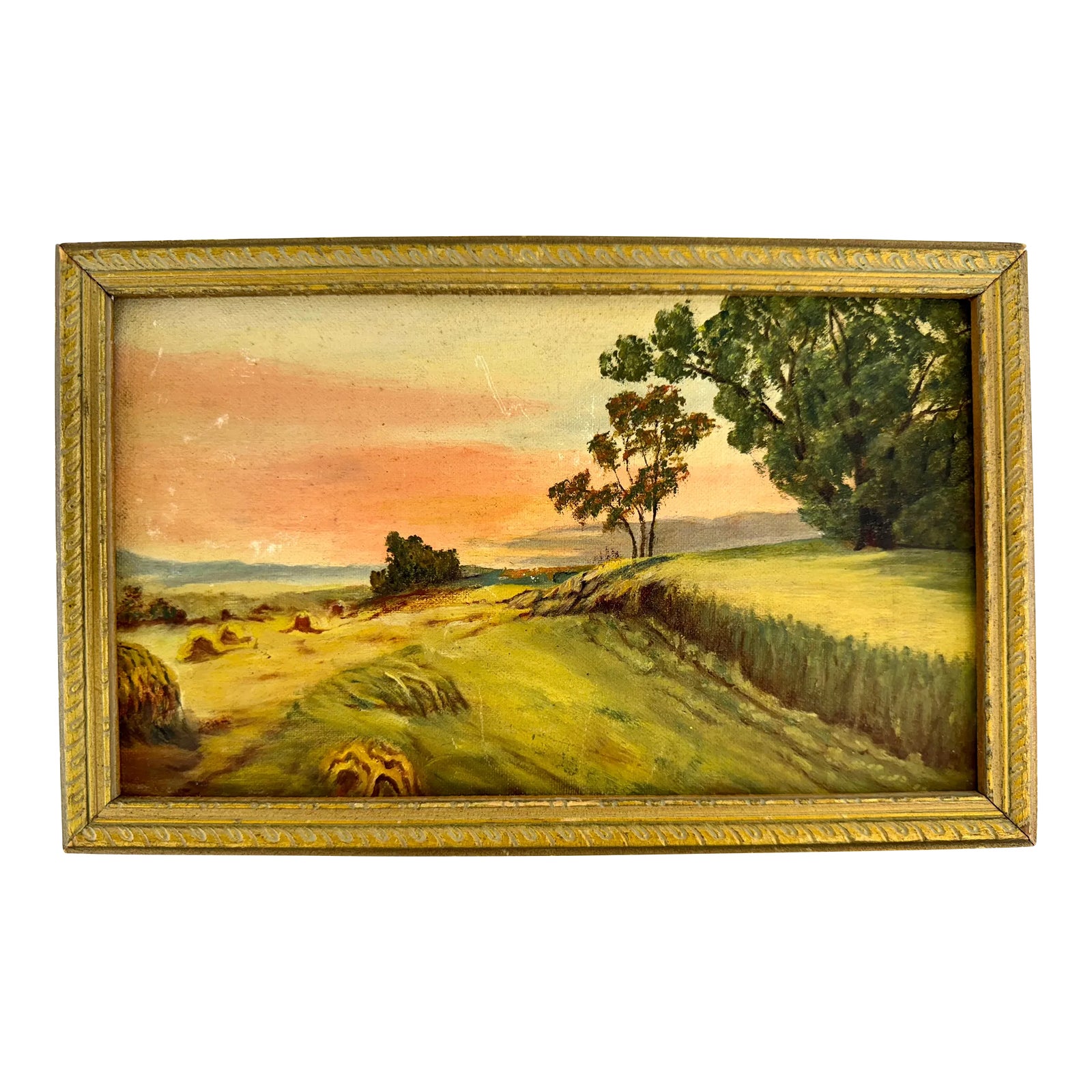 1940's Vintage Landscape Painting, Framed | Chairish
