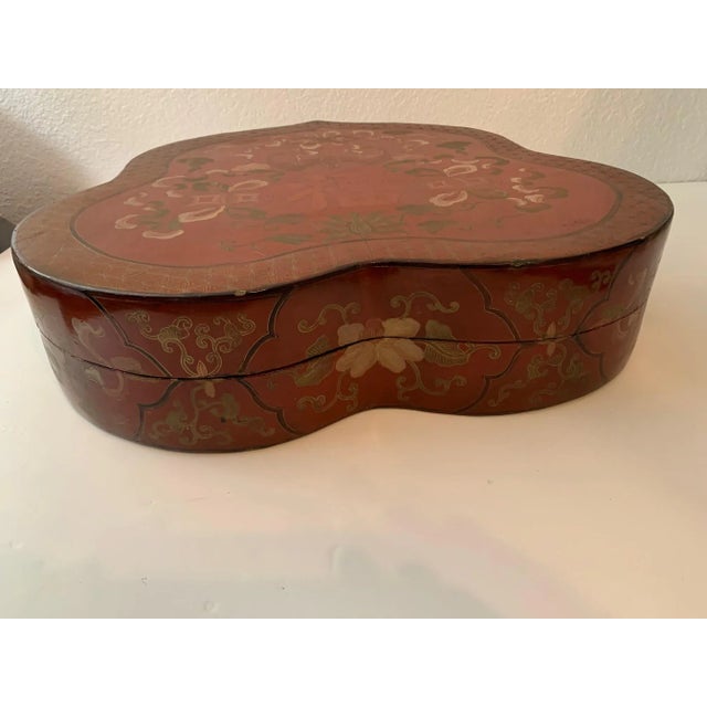 1910s Chinese Lacquered Heart Storage Box | Chairish