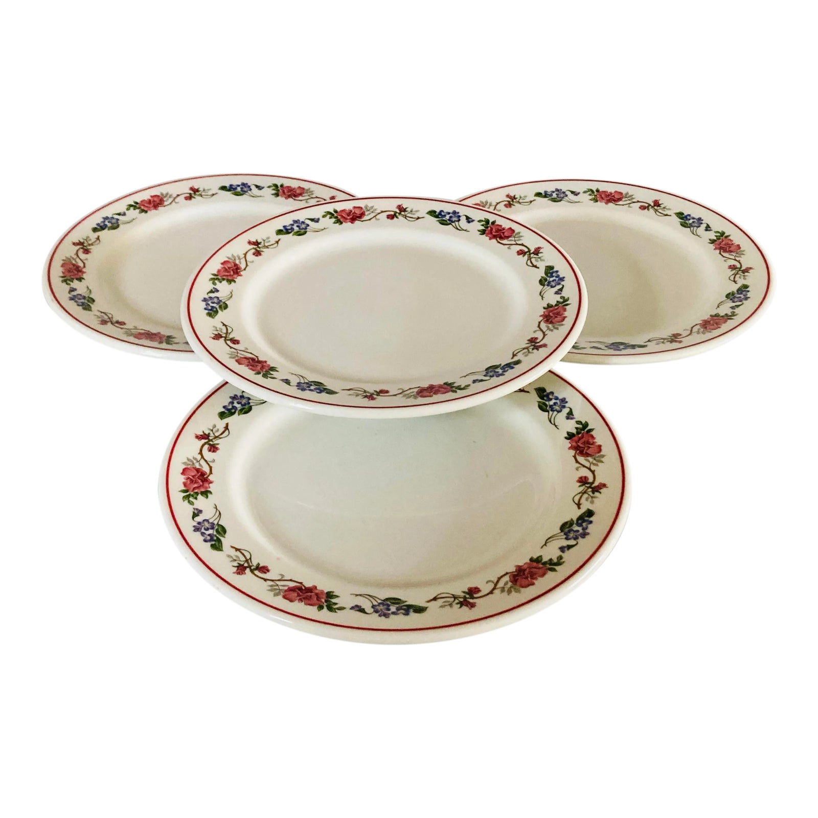 Vintage Syracuse China Floral Design Plates S/4 | Chairish