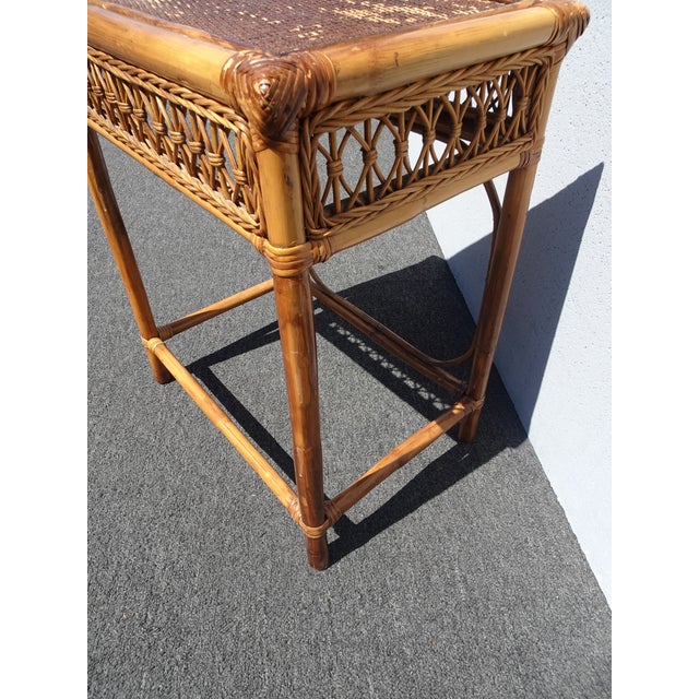 Vintage Mid Century Bamboo Rattan Side Table ~ End Table | Chairish
