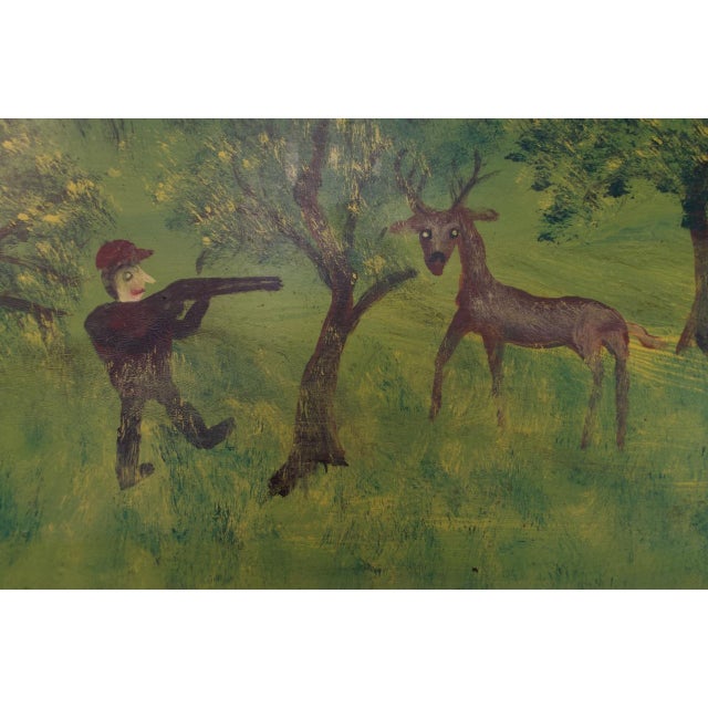 Outsider Art "Hunters" Oil and Acrylic on Panel by Bruno Del Favero ...