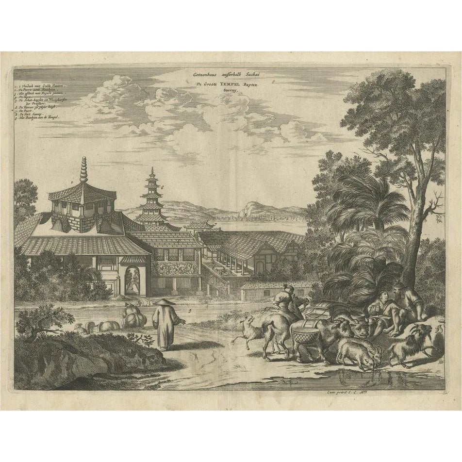A. Montanus, Illustration of the Great Temple in Osaka, Print | Chairish