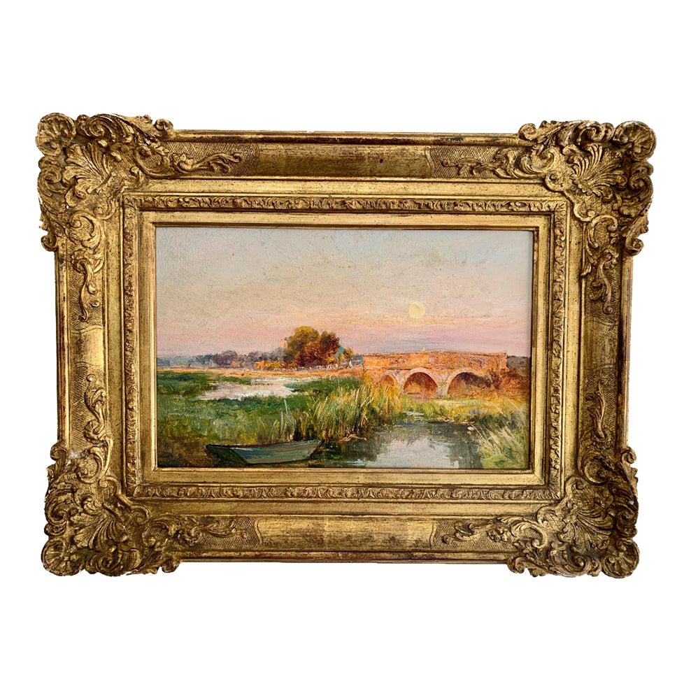 English Impressionist Early 20th Century River Landscape Painting, on ...