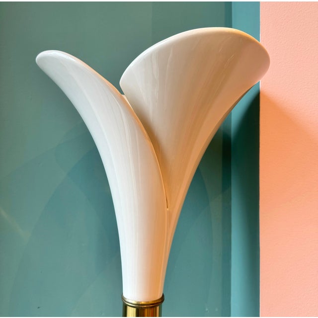 Vintage Brass and Ceramic Calla Lily Table Lamp | Chairish