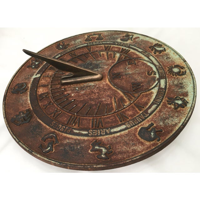 Vintage Mid 20th Century Cast Iron & Bronze Astrological Motif Garden ...