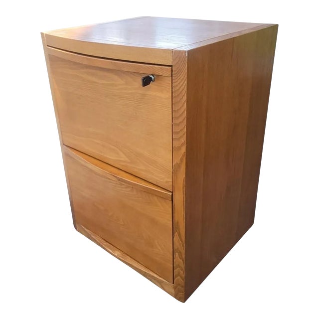 Solid Oak Two-Drawer Locking Filing Cabinet | Chairish