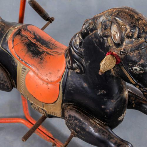 Vintage Painted Tin Plate Rocking Horse from Mobo, 1960s | Chairish