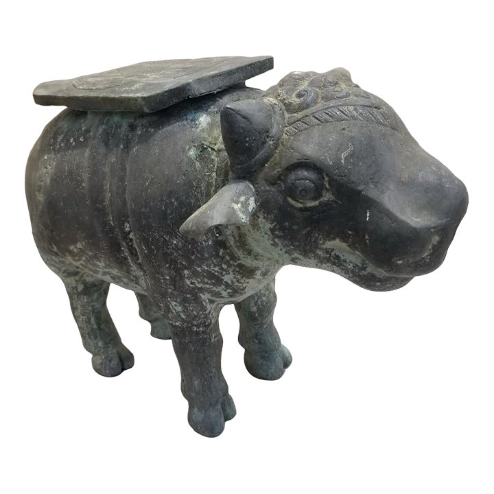 Antique Balinese Hammered Bronze Saddled Nandi Bull Plant-Stand ...