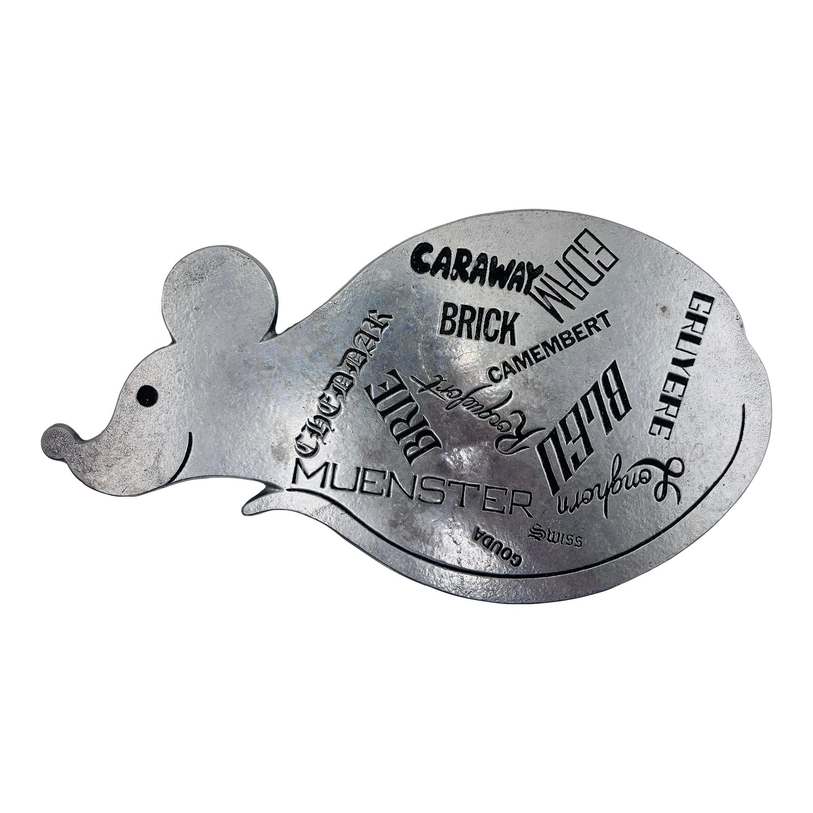 1970s Whimsical Smiling Mouse Cheeseboard With Cheese Varieties | Chairish