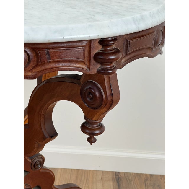 Antique Victorian Oval Marble Top Table Circa 1880 | Chairish