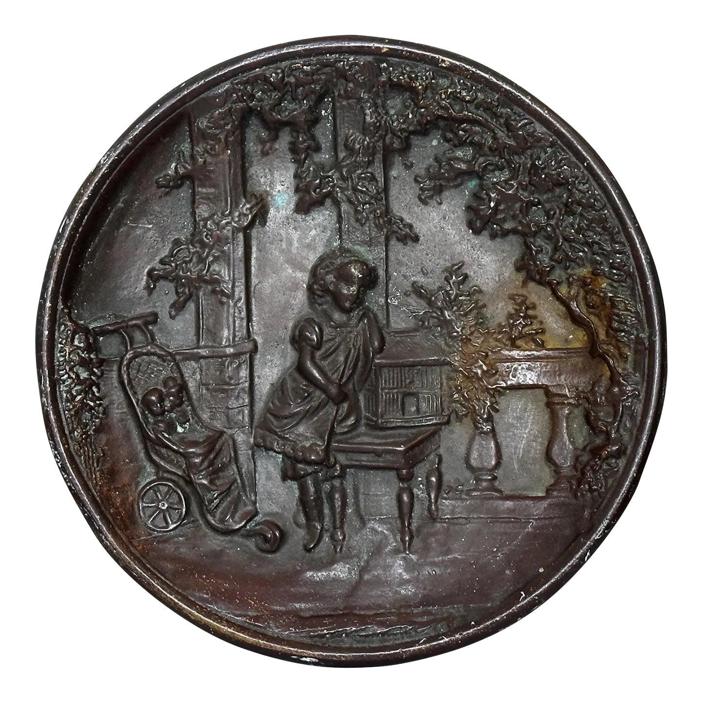 British 19th Century Bronze Girl Playing Garden Summer House Wall ...