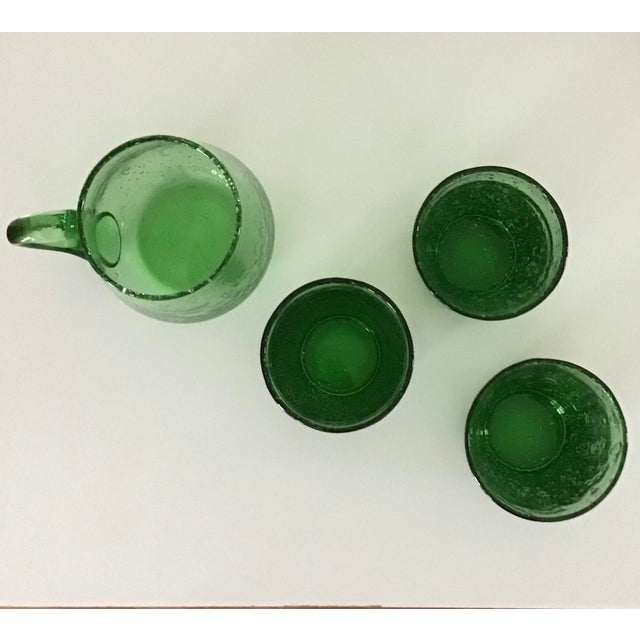 1980s Biot Green Glass Barware Set - 4 Pieces | Chairish