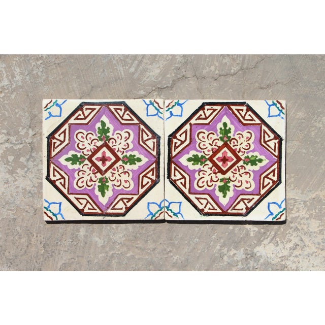 Antique Arte Deco Tiles Depicting Leaves and Geometric Forms - Set of 2 ...
