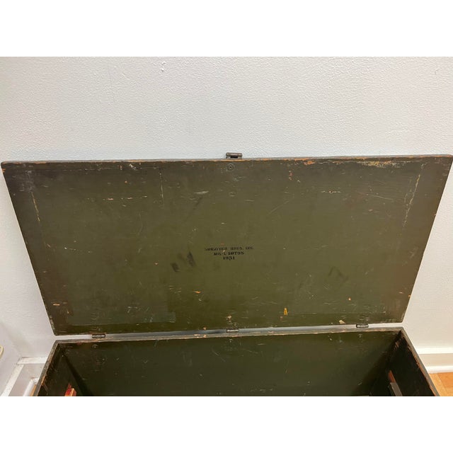 Mid 20th Century Vintage Wood Military Foot Locker Trunk With Pullout ...