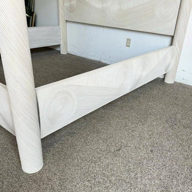 Boho Chic Swirl Pencil Reed King Size Canopy Bed Frame | Chairish