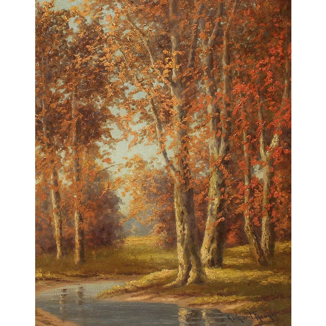 Richard Kruger Antique American Impressionist Sunlit Forest Interior ...