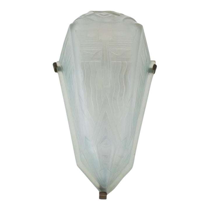 1920's Parisian Art Deco Cast Glass Sconce | Chairish