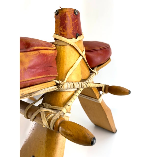 Vintage Mid Century Rimini Egyptian Camel Saddle Foot Stool | Chairish