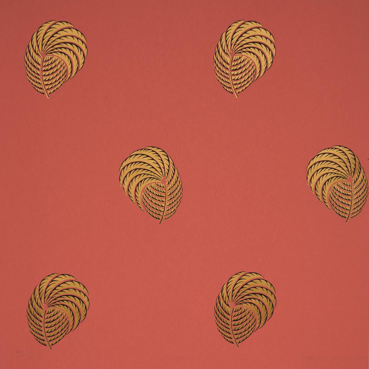 SAMPLE - Schumacher Royal Plume Wallpaper In Russet | Chairish