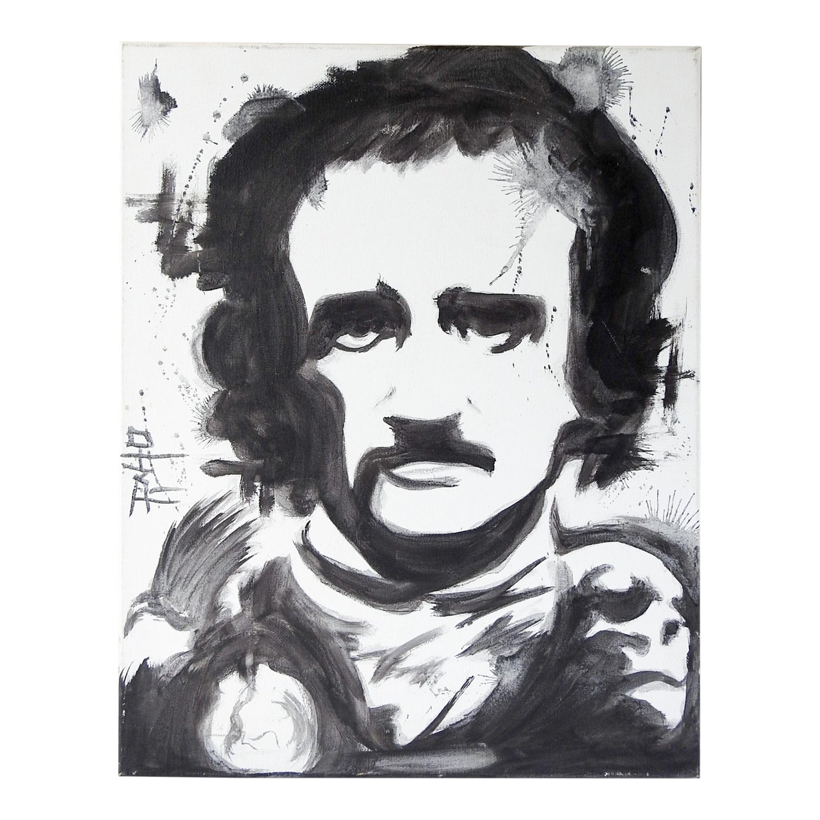 Abstract Edgar Allan Poe Portrait Painting | Chairish