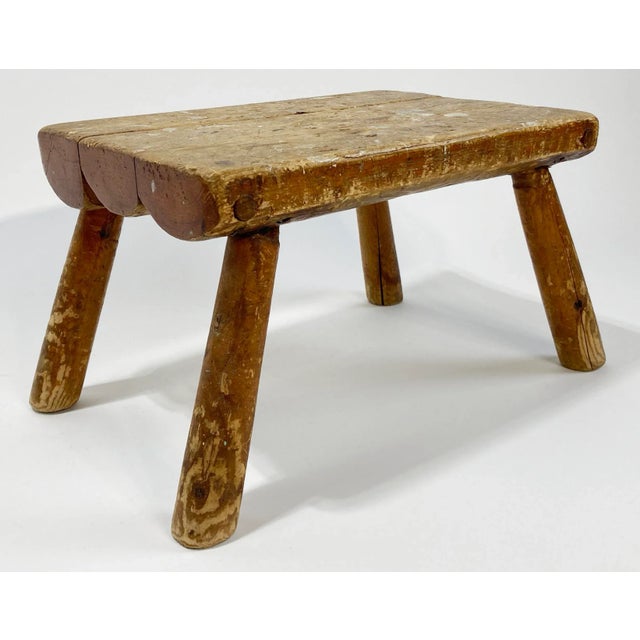 Vintage Primitive Split Wood Log Stool | Chairish