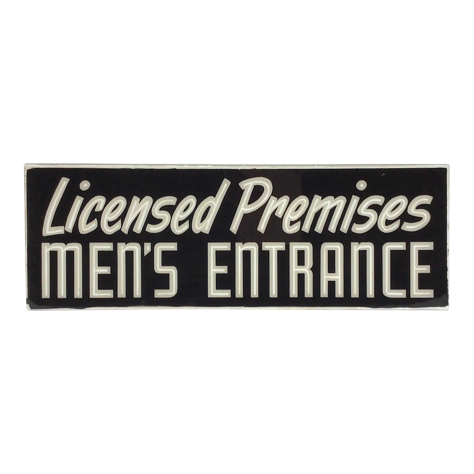 Mid-Century Reverse Painted Glass Men's Entrance Sign | Chairish
