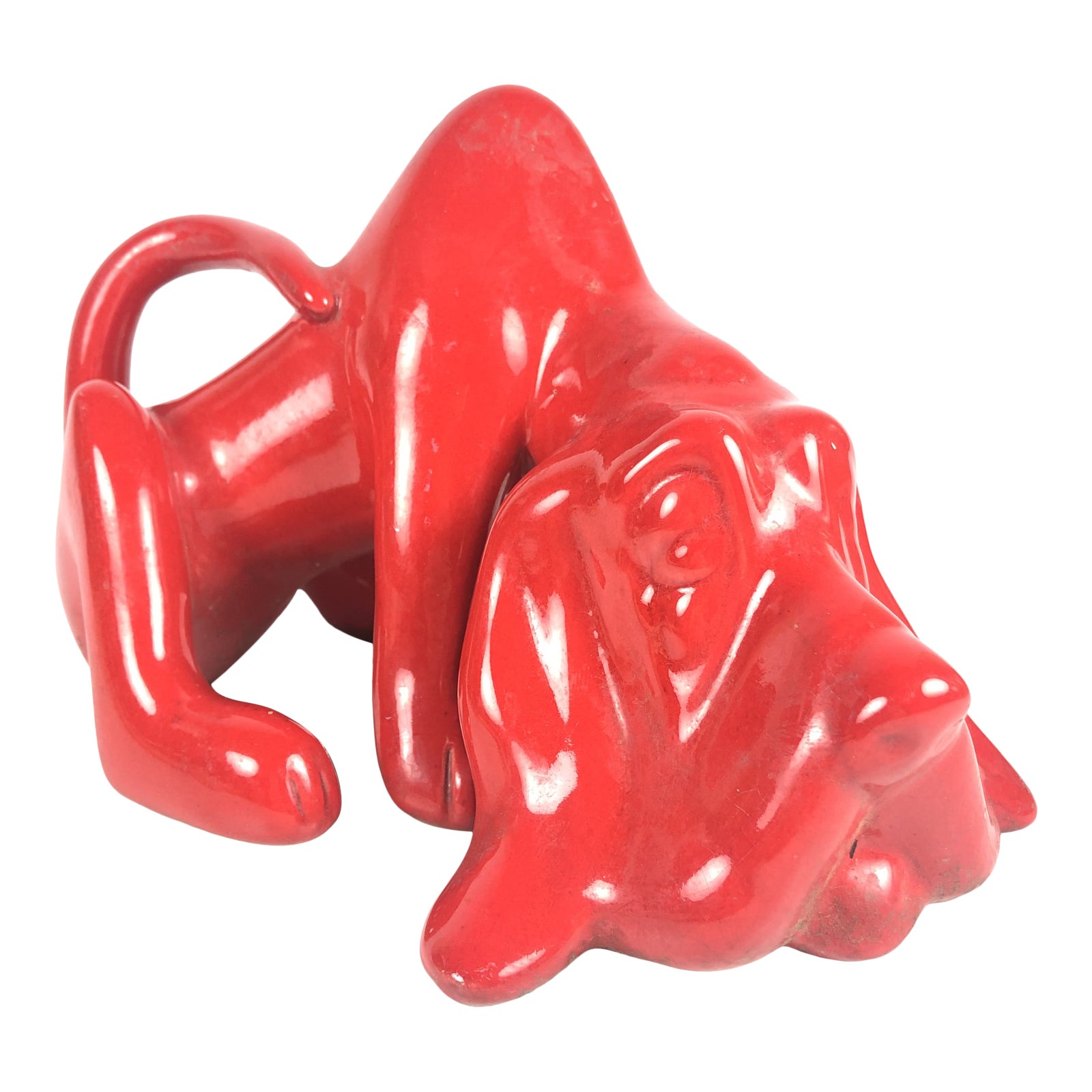 Vintage Red Basset Hound Dog Hobbyist Ceramic Figurine | Chairish