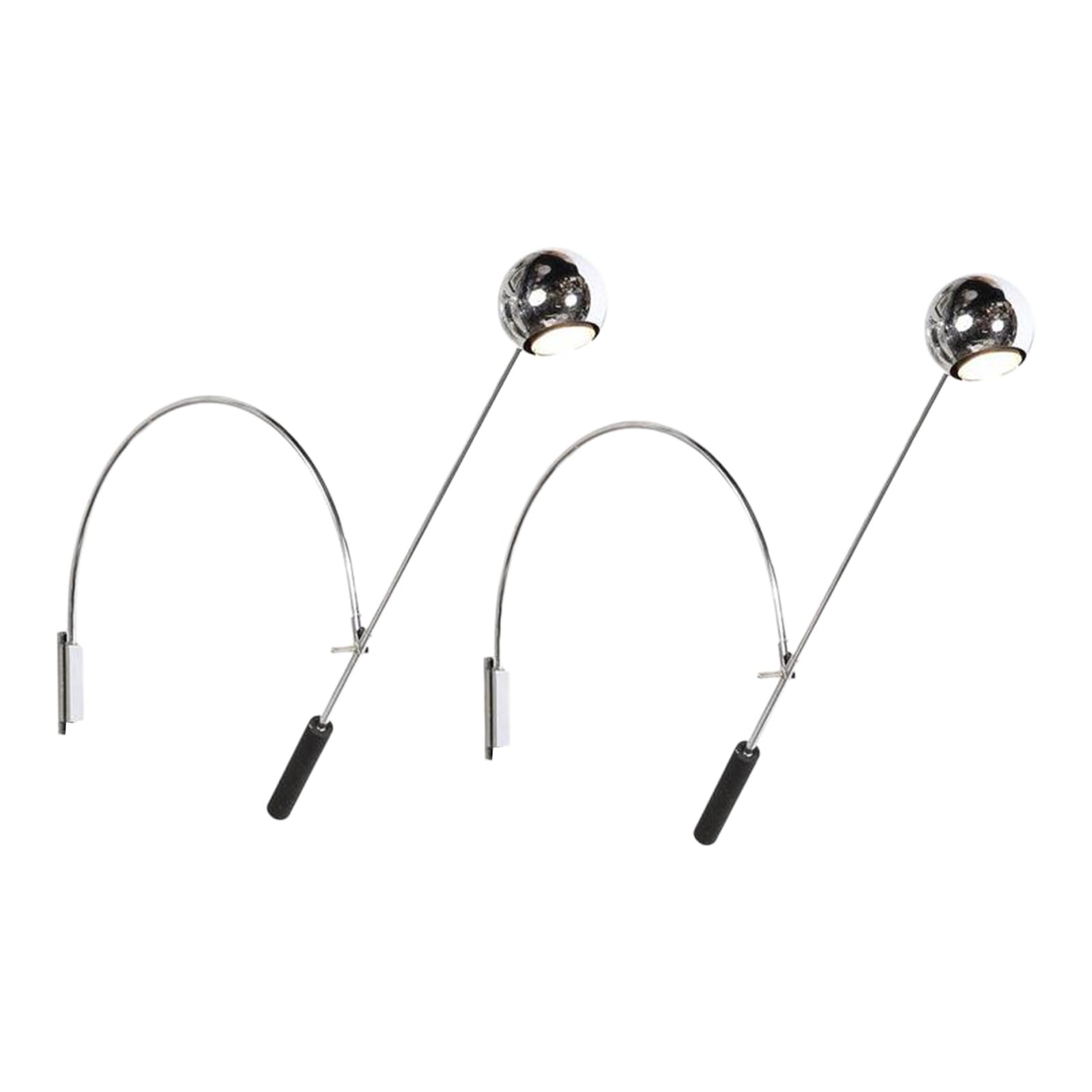 Mid-Century Modernist Omnidirectional Swing Arm Sconces in Polished ...